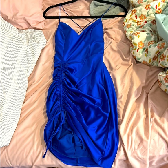 B Darlin | Dresses | Elegant Blue Ruched Dress | Poshmark